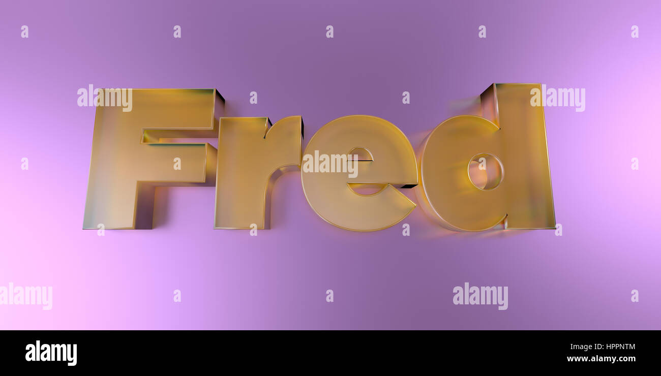 Fred - colorful glass text on vibrant background - 3D rendered royalty ...