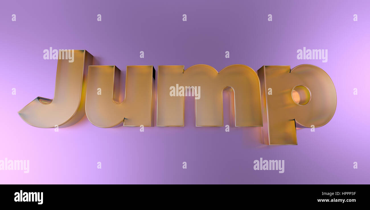 Jump - colorful glass text on vibrant background - 3D rendered royalty ...