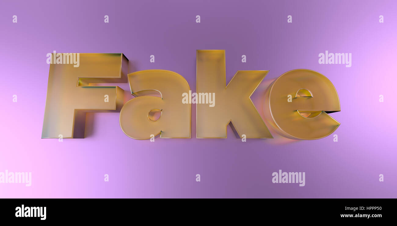 Fake - colorful glass text on vibrant background - 3D rendered royalty ...