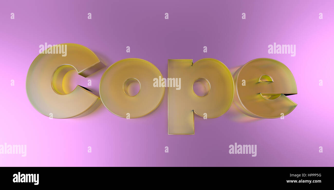 Cope - colorful glass text on vibrant background - 3D rendered royalty ...