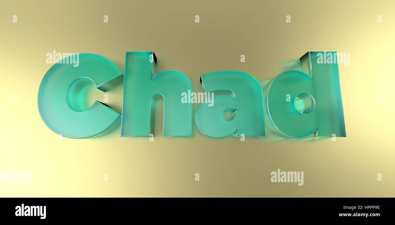 Chad - colorful glass text on vibrant background - 3D rendered royalty ...