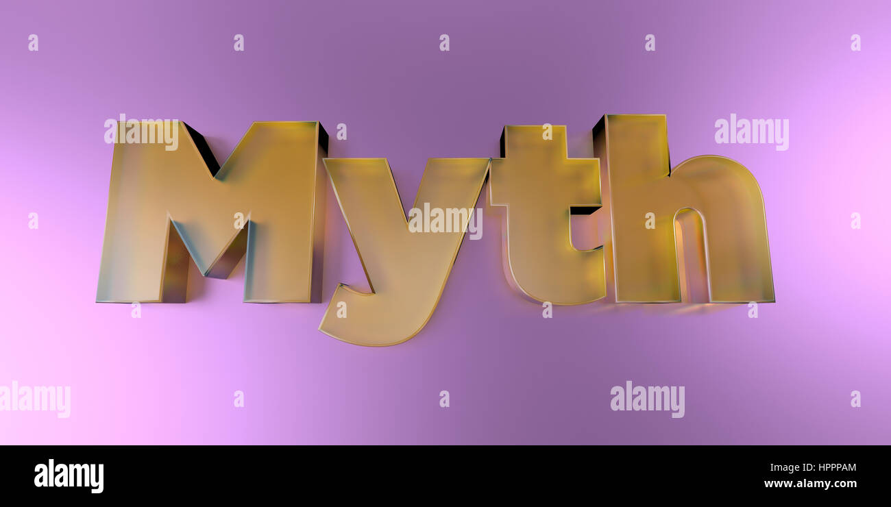 Myth - colorful glass text on vibrant background - 3D rendered royalty ...