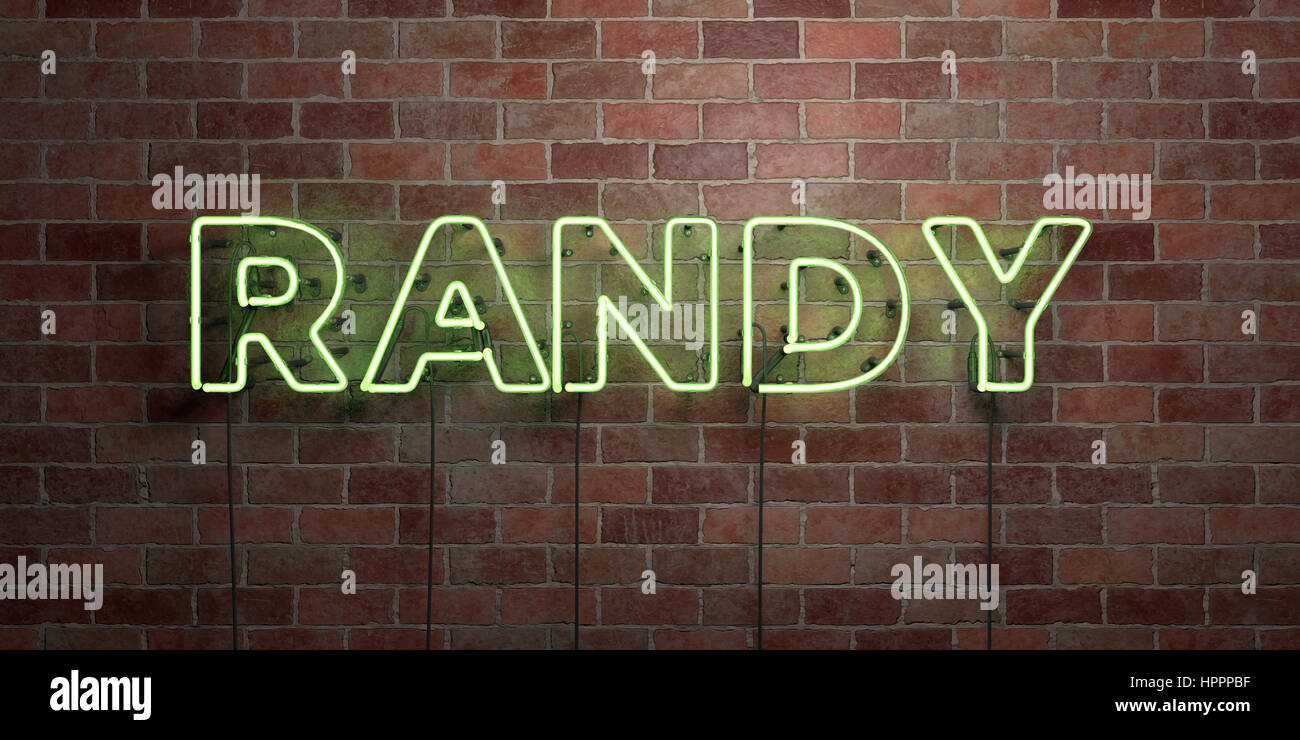 RANDY - fluorescent Neon tube Sign on brickwork - Front view - 3D ...