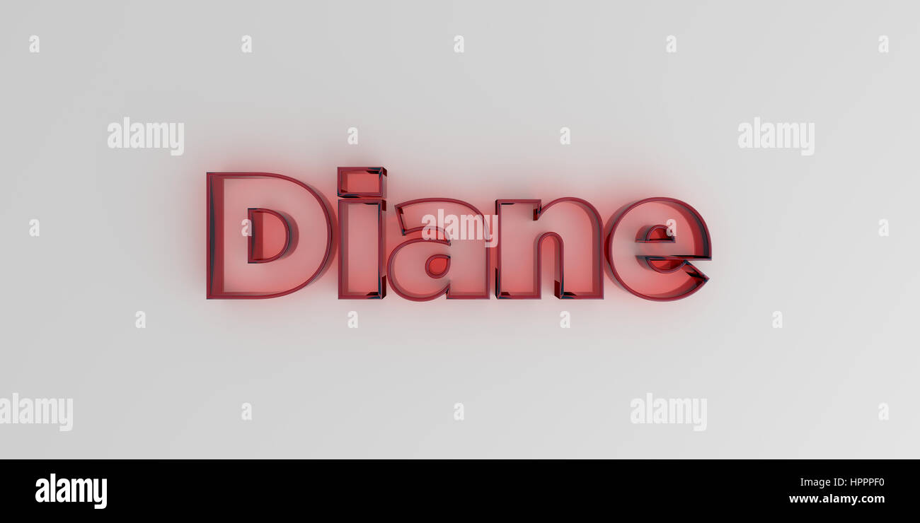 Diane - Red glass text on white background - 3D rendered royalty free ...