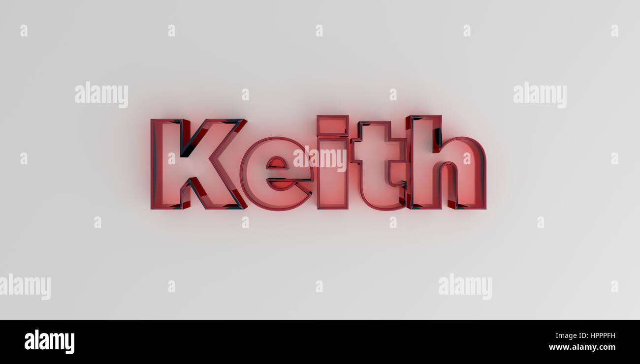 Keith - Red glass text on white background - 3D rendered royalty free ...