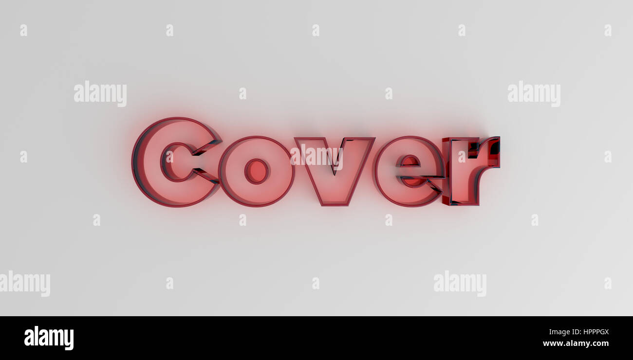 Cover - Red glass text on white background - 3D rendered royalty free ...