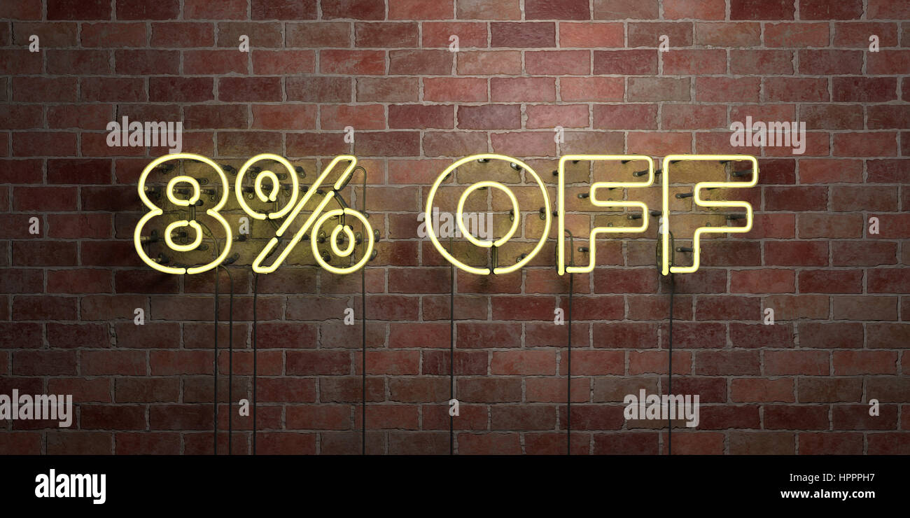 8% OFF - fluorescent Neon tube Sign on brickwork - Front view - 3D ...