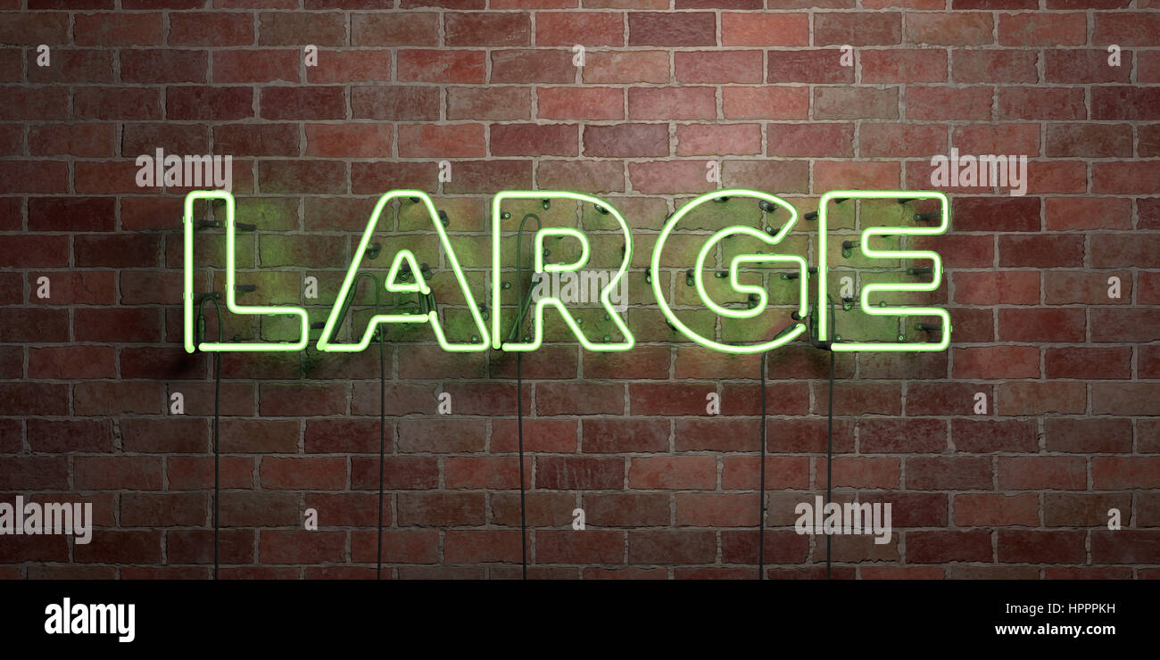 LARGE - fluorescent Neon tube Sign on brickwork - Front view - 3D ...