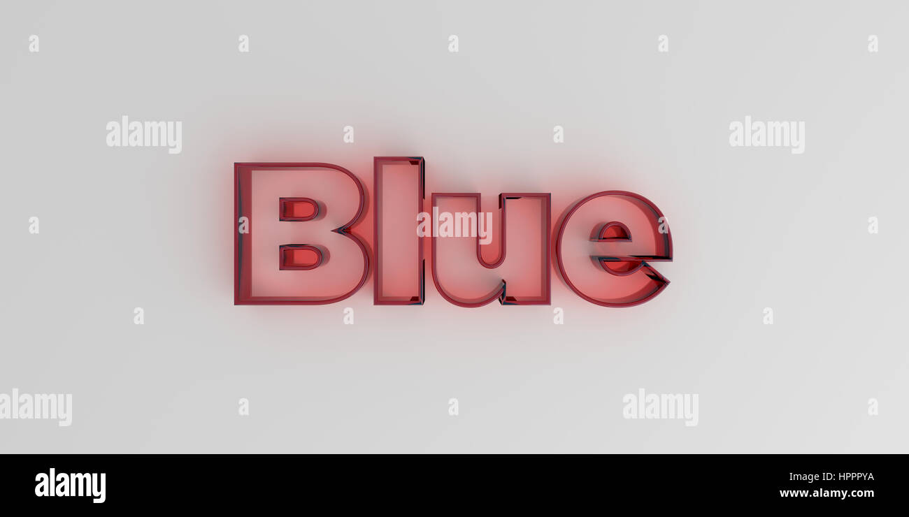 Blue - Red glass text on white background - 3D rendered royalty free ...