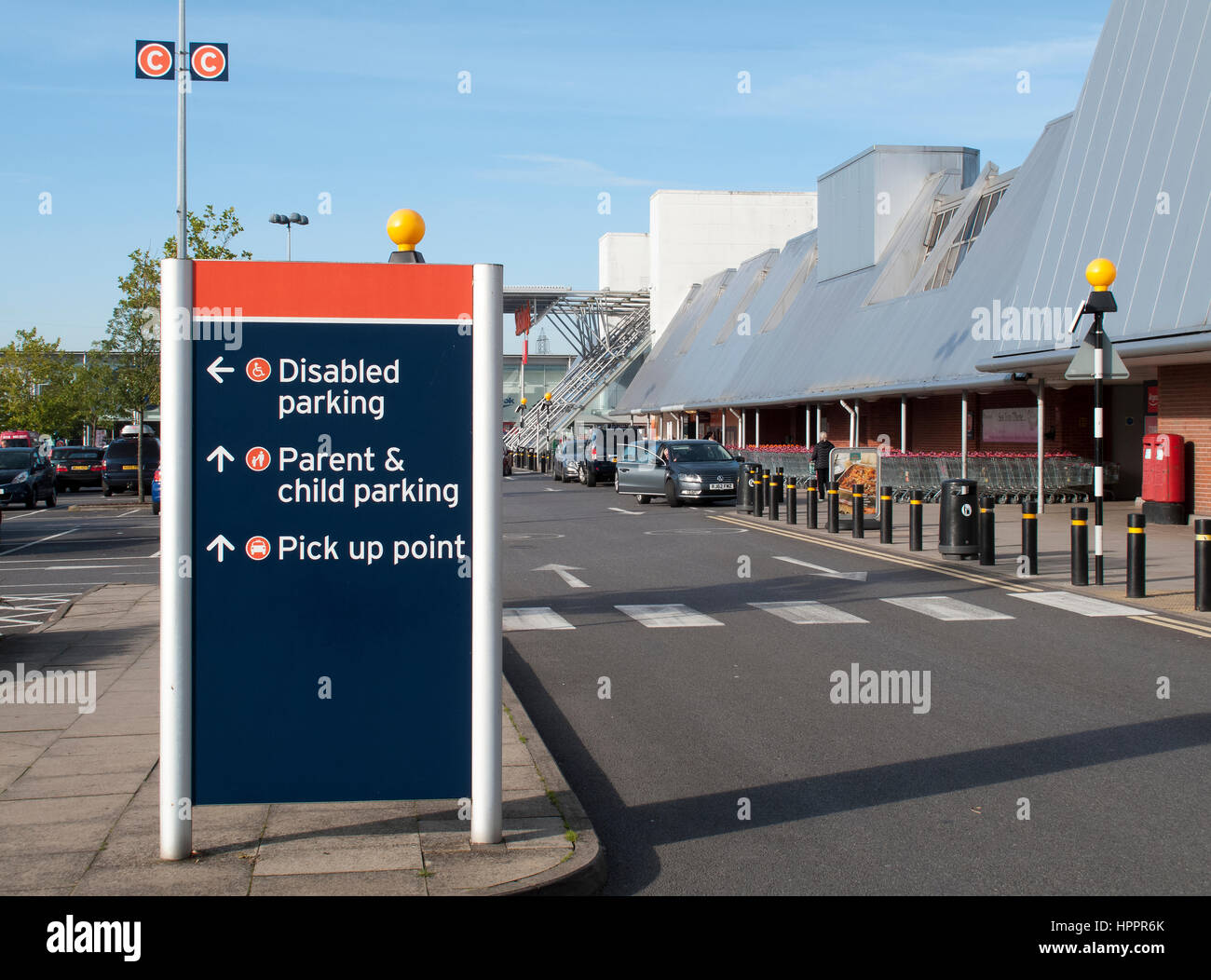 Sainsburys disabled, parent and child parking, pick up point sign in ...