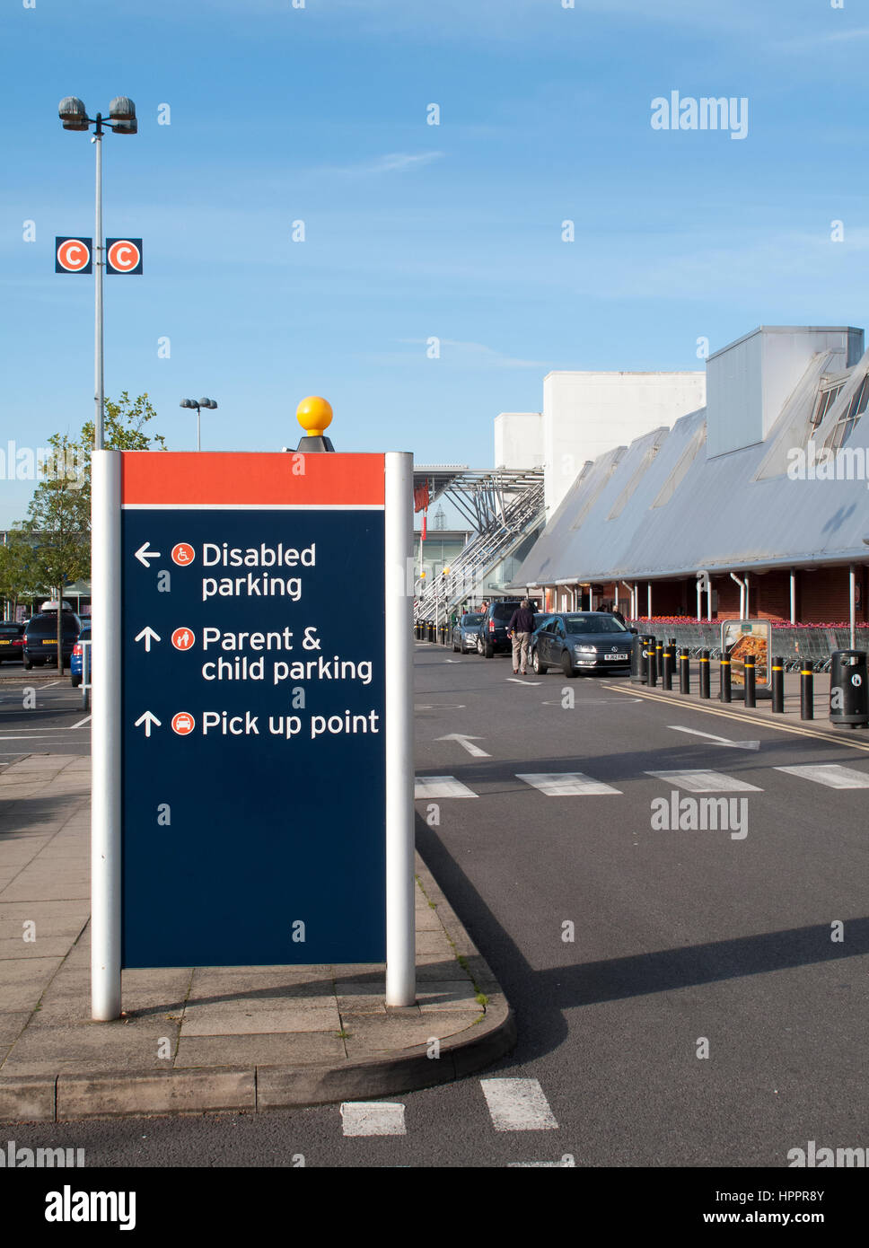 Sainsburys disabled, parent and child parking, pick up point sign in ...