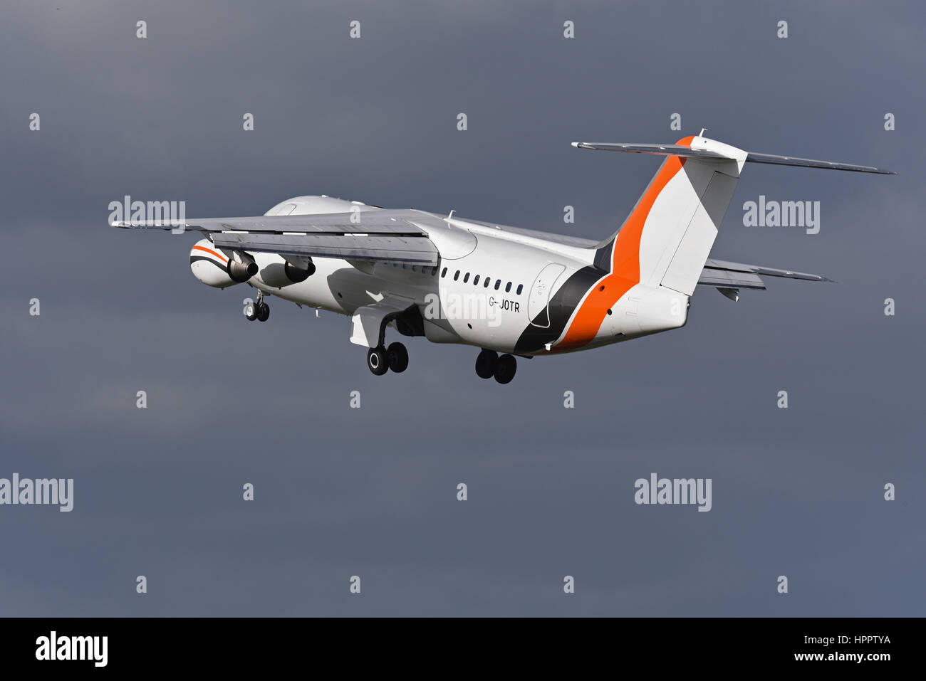 JOTA Aviation BAe Avro RJ-85 G-JOTR taking off from London Southend ...