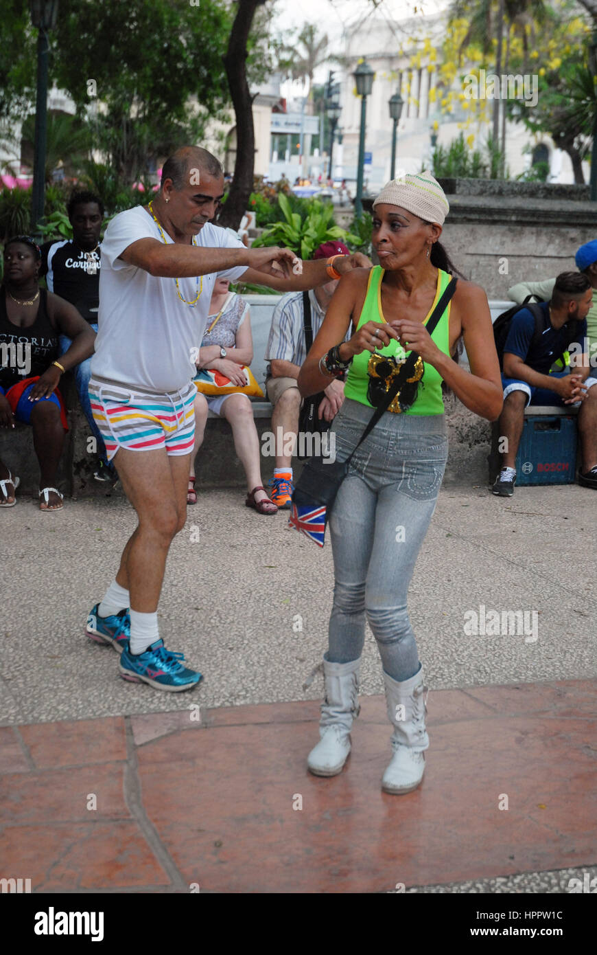 Cuban locals dancing in the Parque Central, Havana, Cuba Stock Photo ...