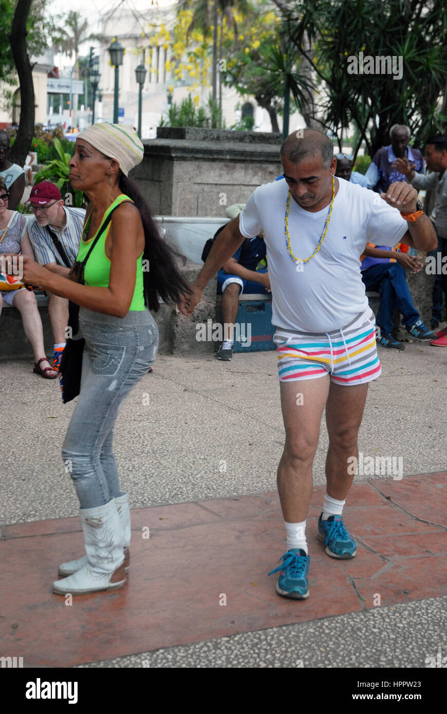 Cuban locals dancing in the Parque Central, Havana, Cuba Stock Photo ...