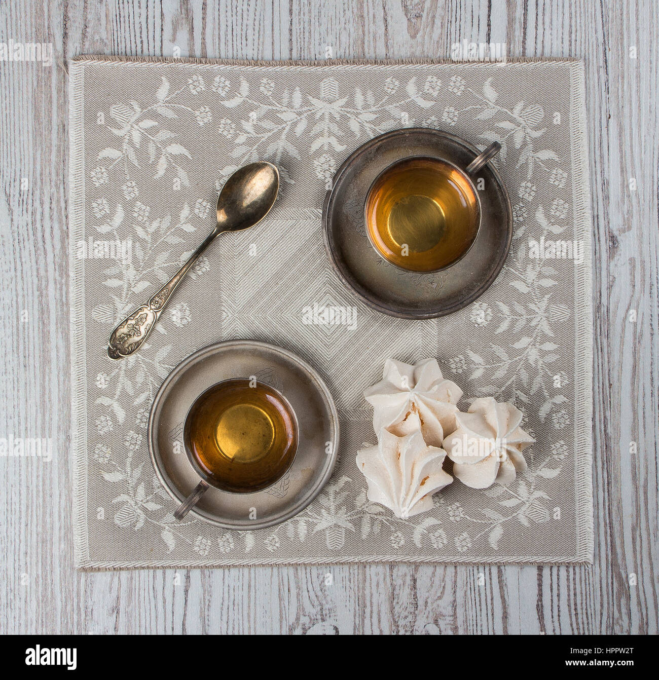 Symmetrical tea break for two Stock Photo - Alamy