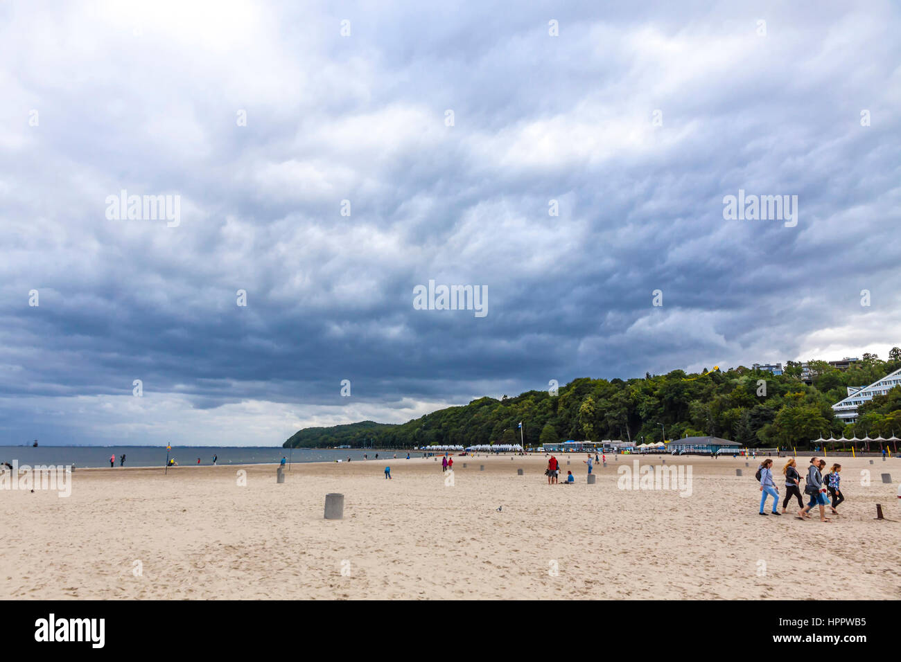 GDYNIA, POLAND - JULY 31, 2015: Municipal beach in Gdynia city, Baltic ...