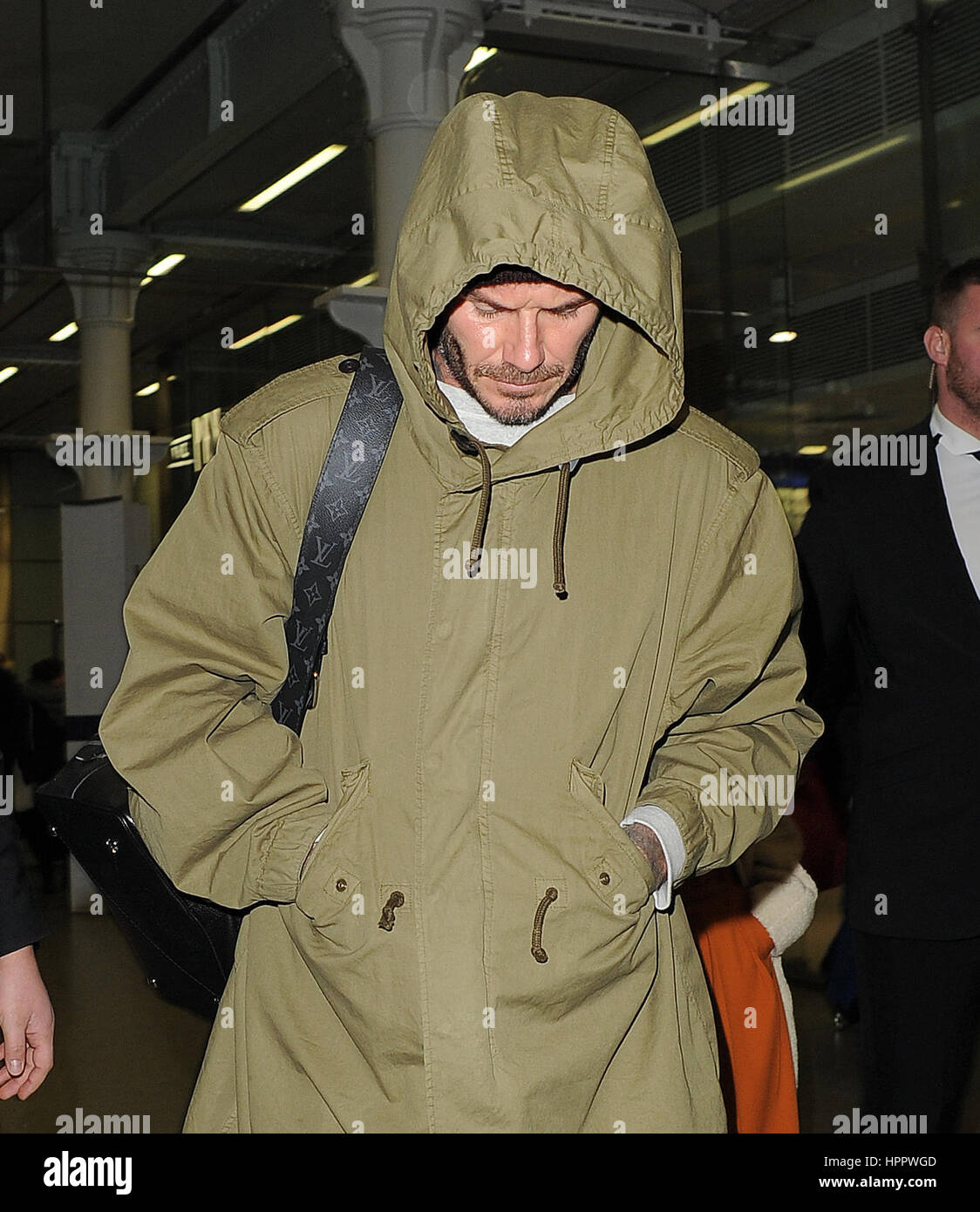 David and Victoria Beckham arriving at London St Pancras Station from ...