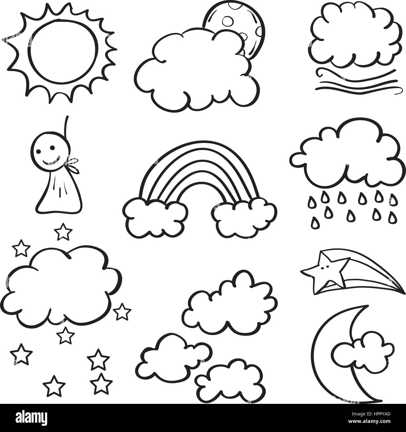 Collection of weather doodle set Stock Vector Image & Art - Alamy