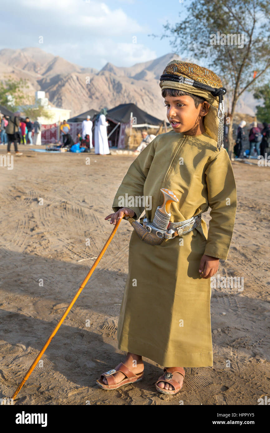 Muscat, Oman, February 4th, 2017: young omani boy in traditional ...