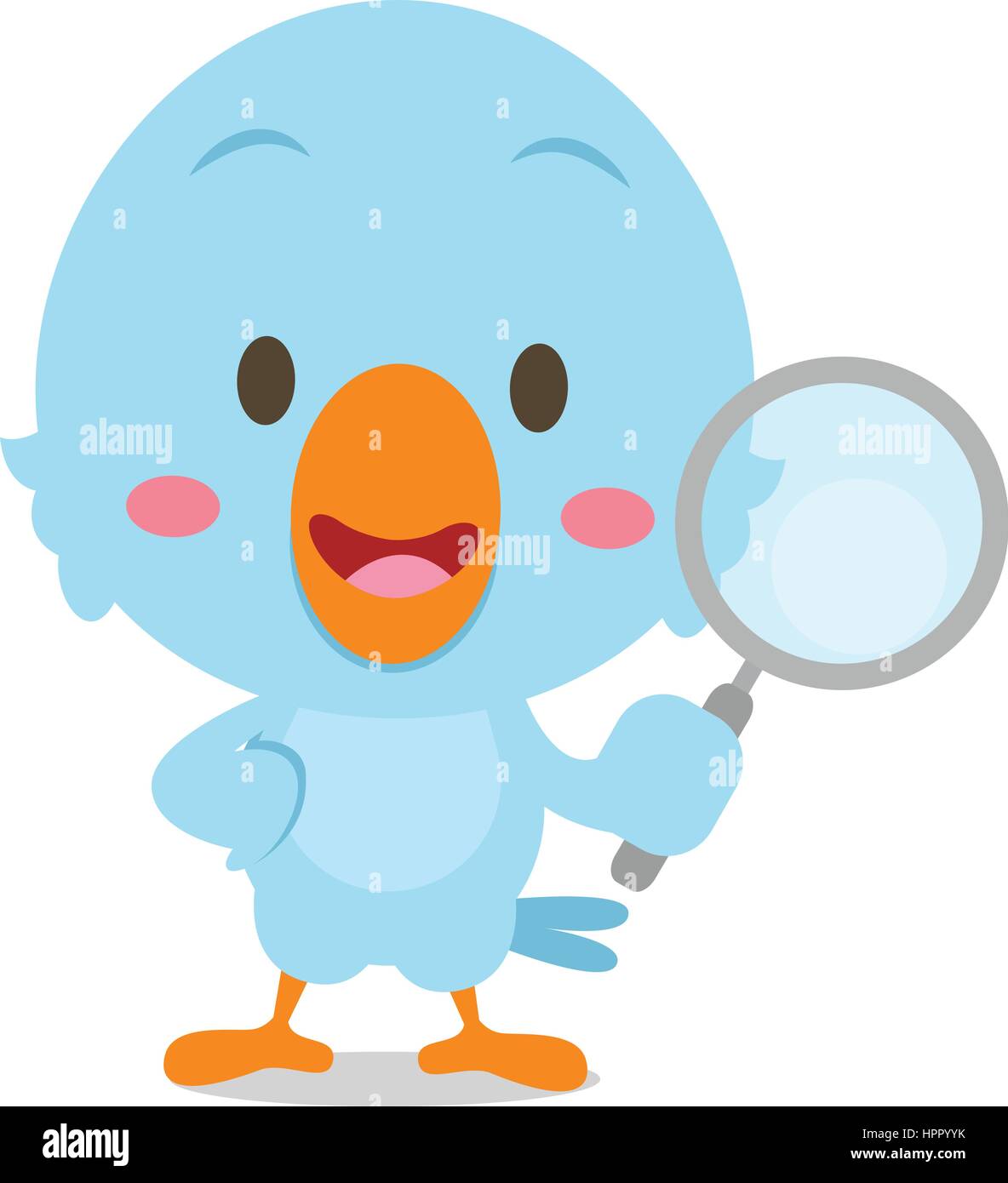 Blue bird with magnifying character Stock Vector Image & Art - Alamy
