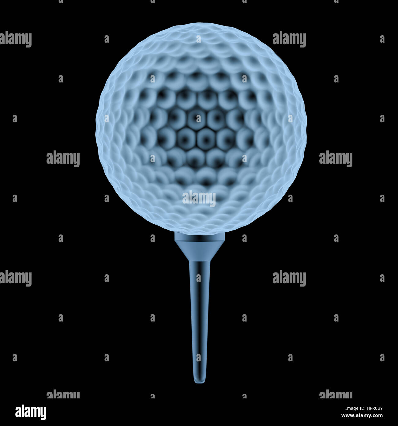 3d rendering x ray golf ball on tee isolated on black Stock Photo - Alamy