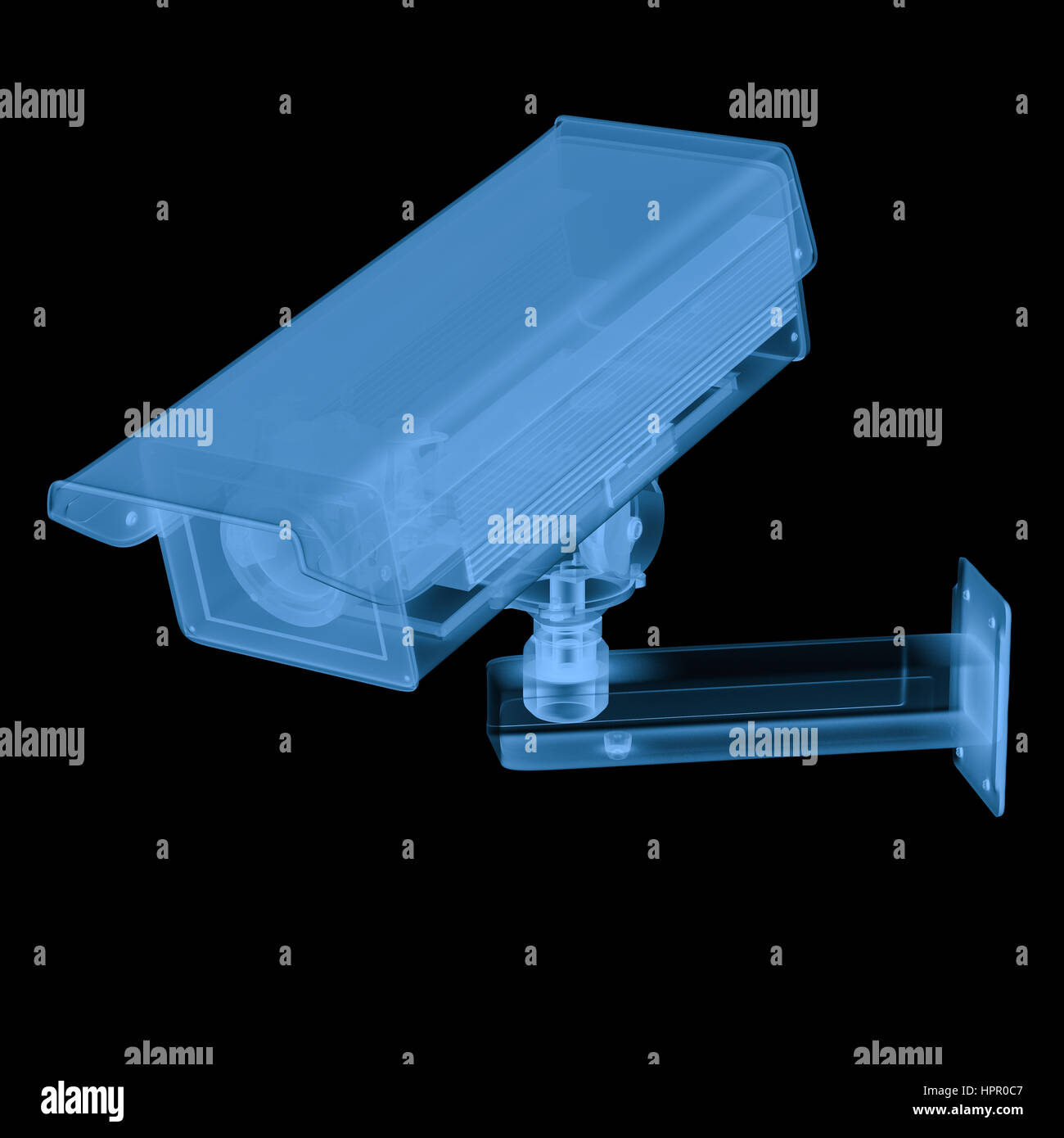 3d rendering x ray security camera or cctv camera isolated on black ...