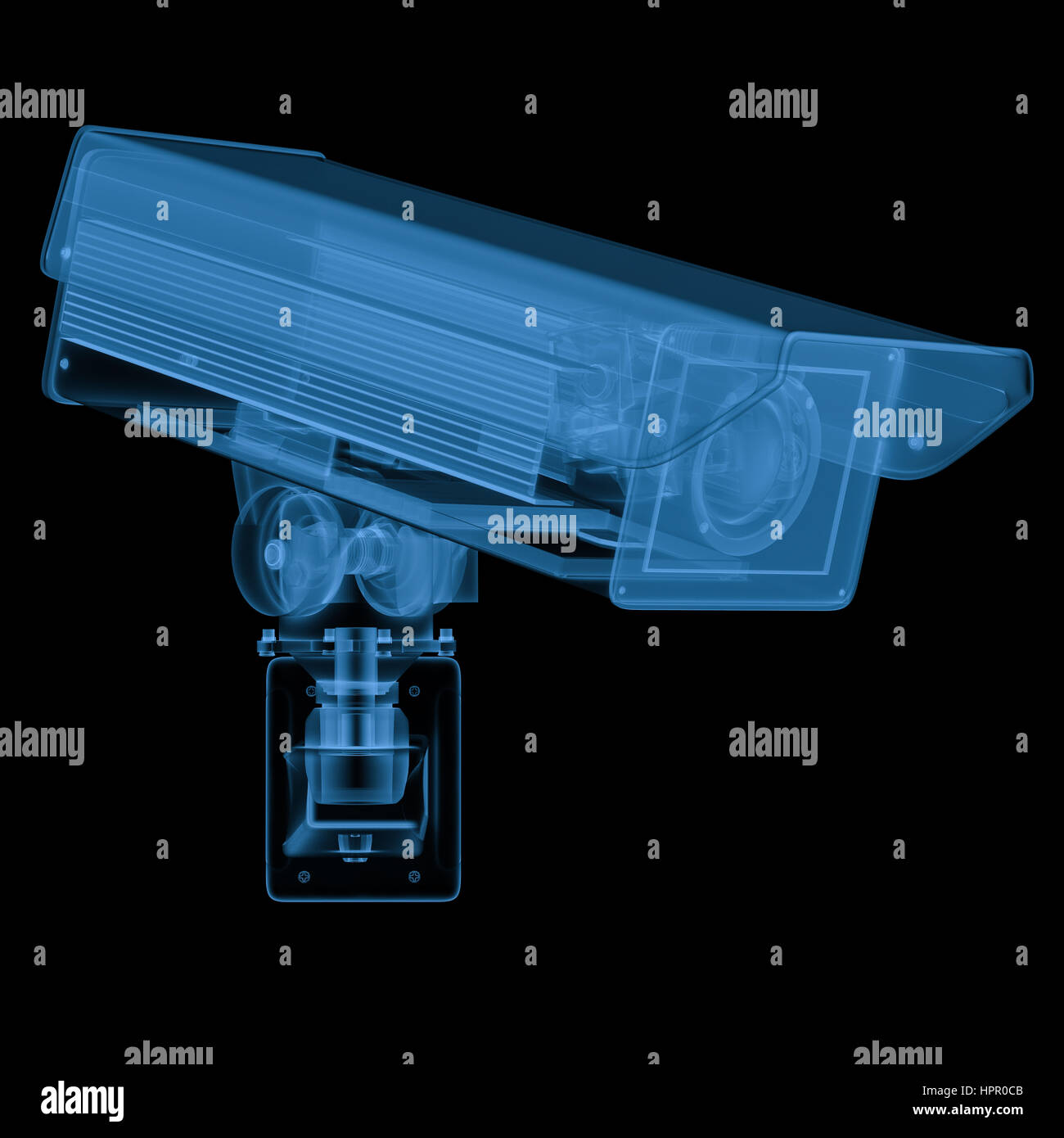 3d rendering x ray security camera or cctv camera isolated on black ...