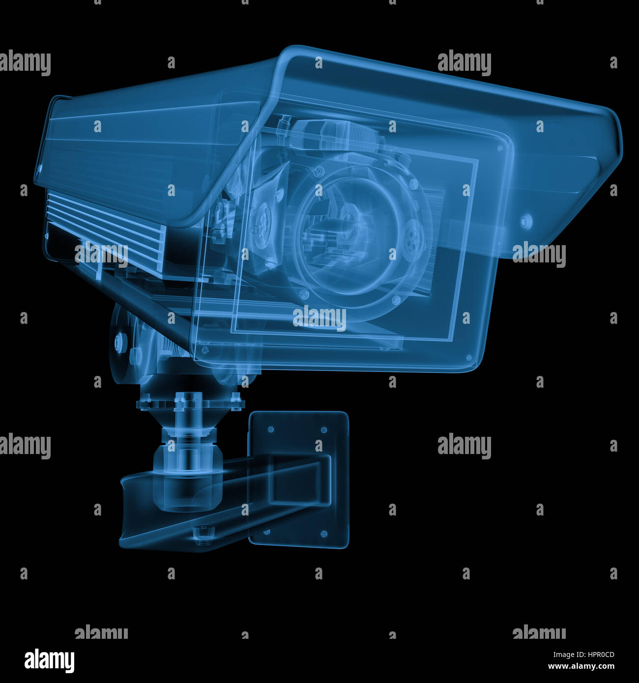 3d rendering x ray security camera or cctv camera isolated on black ...