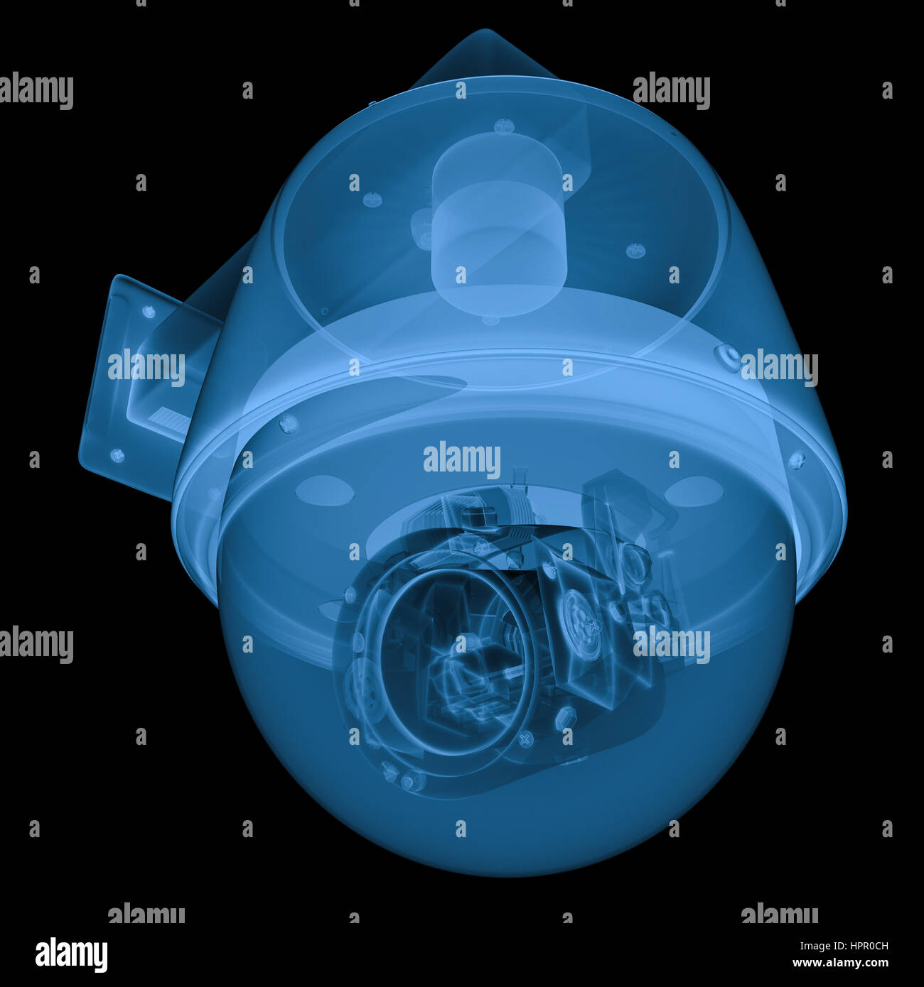 3d rendering x ray security camera or cctv camera isolated on black ...
