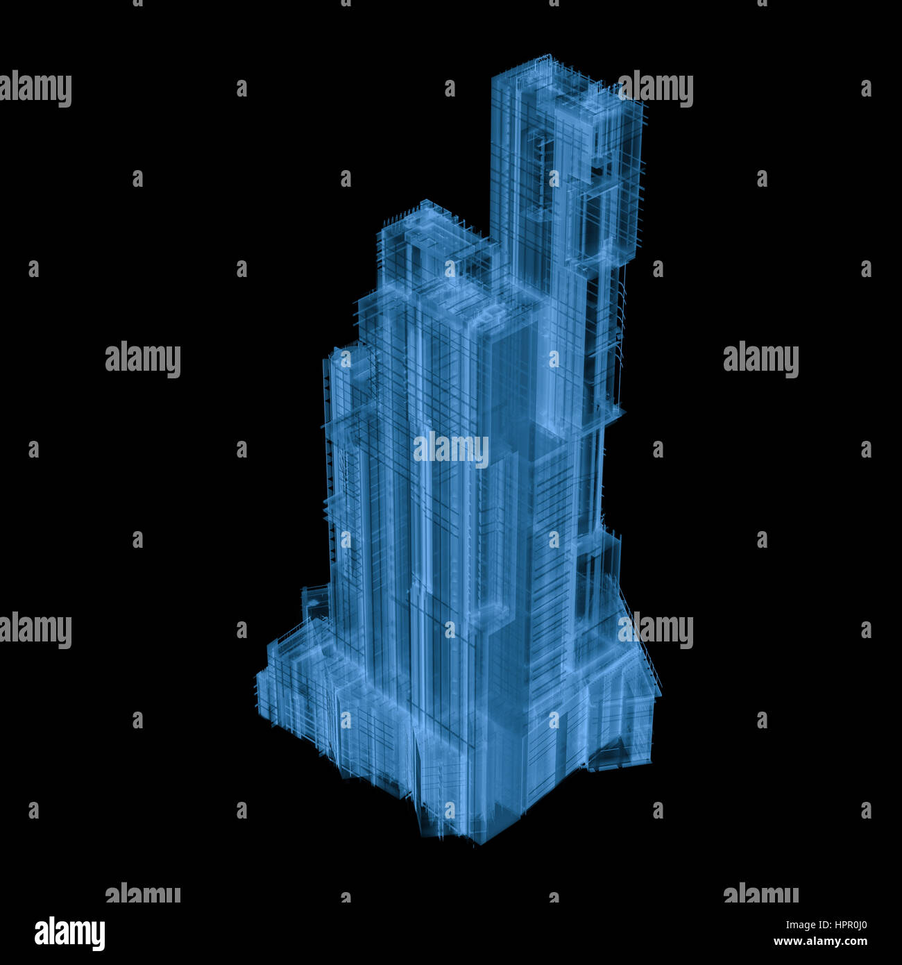 3d rendering x ray building isolated on black Stock Photo - Alamy