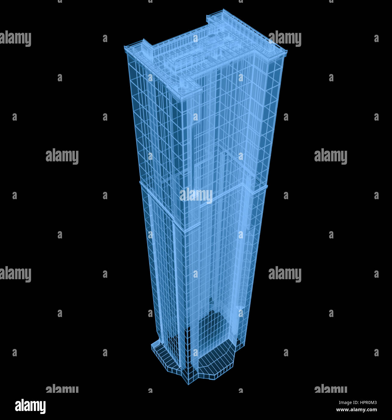 3d rendering x ray building isolated on black Stock Photo - Alamy