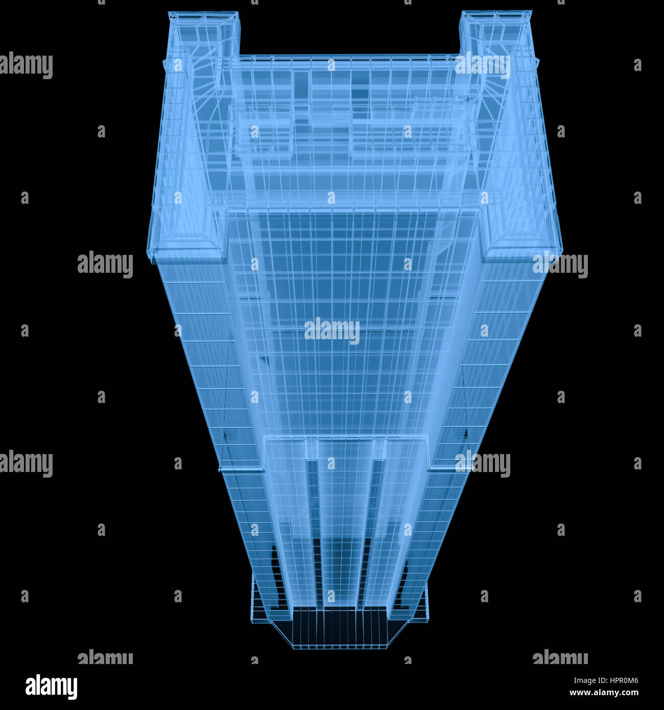 3d rendering x ray building isolated on black Stock Photo - Alamy