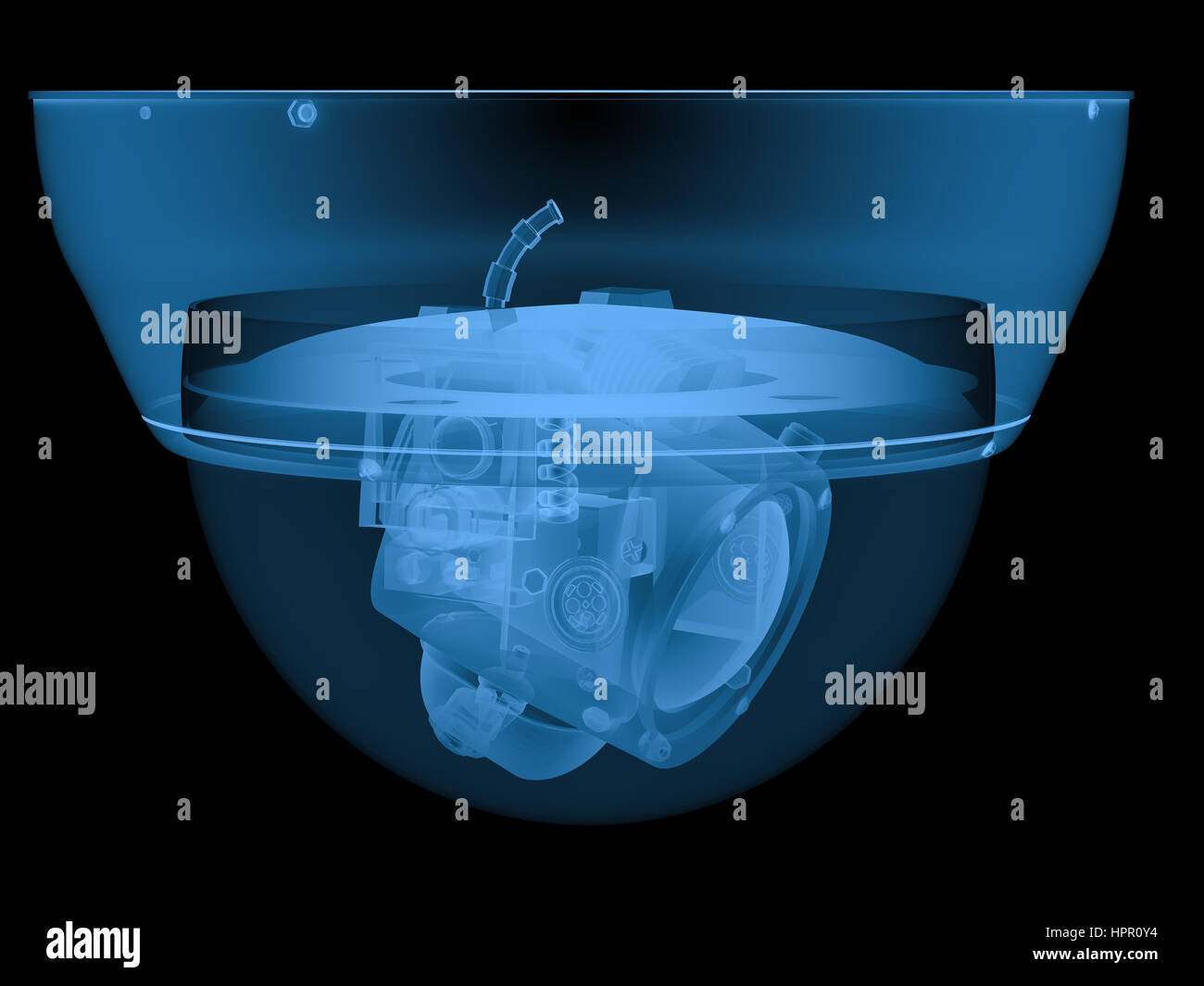 3d rendering x ray security camera or cctv camera isolated on black ...