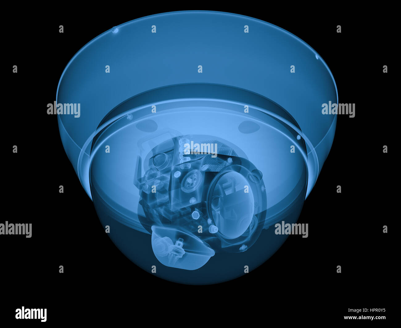3d rendering x ray security camera or cctv camera isolated on black ...
