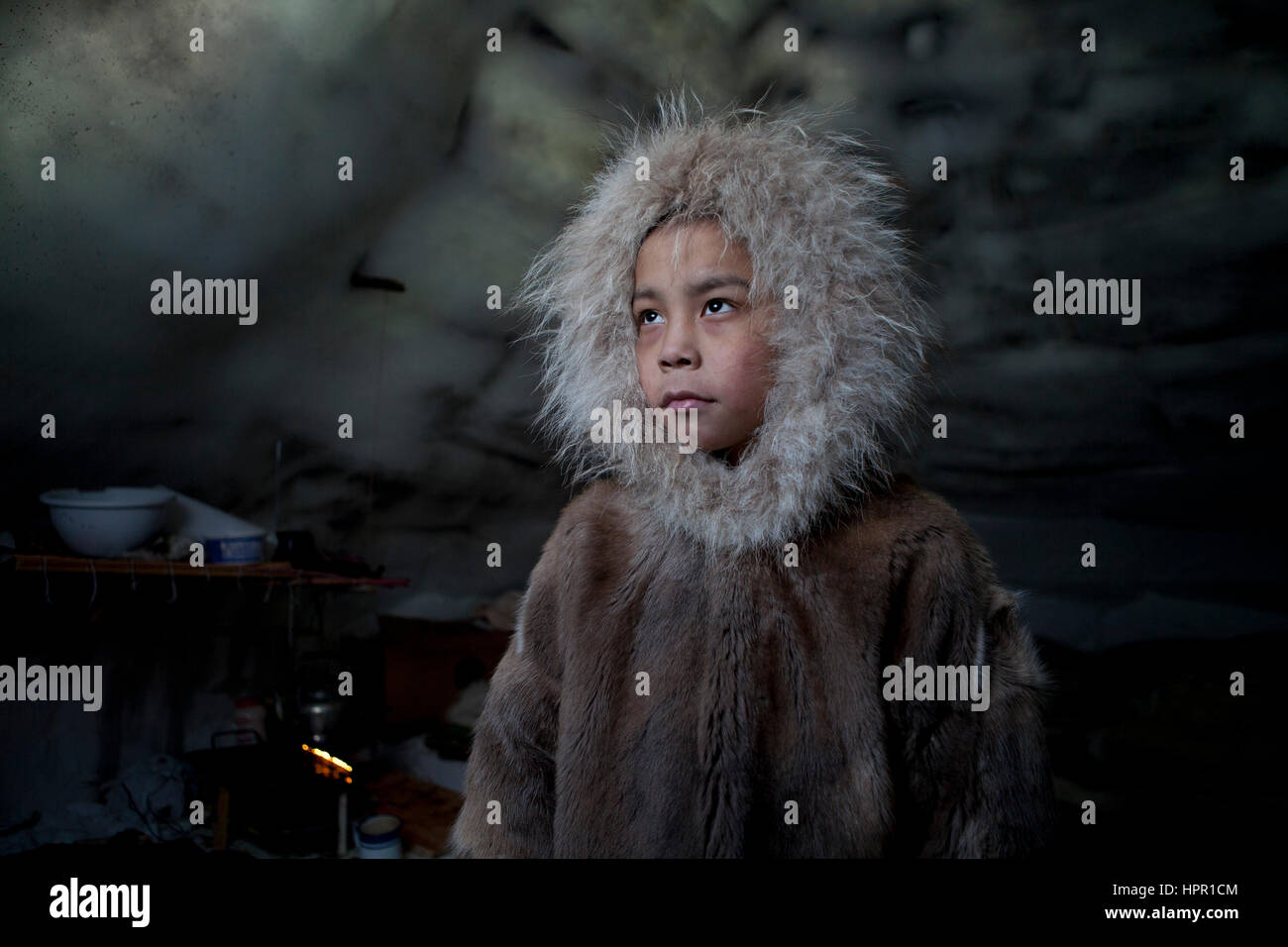 Inuit boy on the North Pole Stock Photo - Alamy