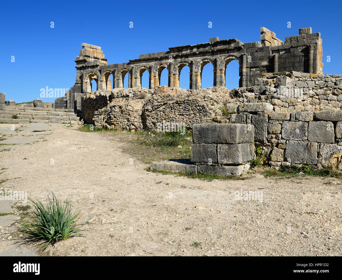 Extensive complex of ruins of the Roman city Volubilis - of ancient ...