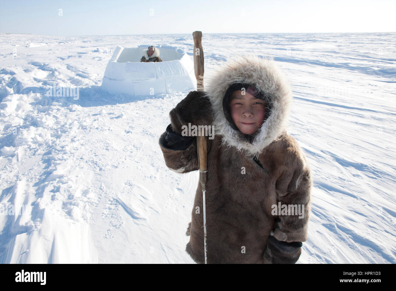 Inuit boy on the North Pole Stock Photo - Alamy