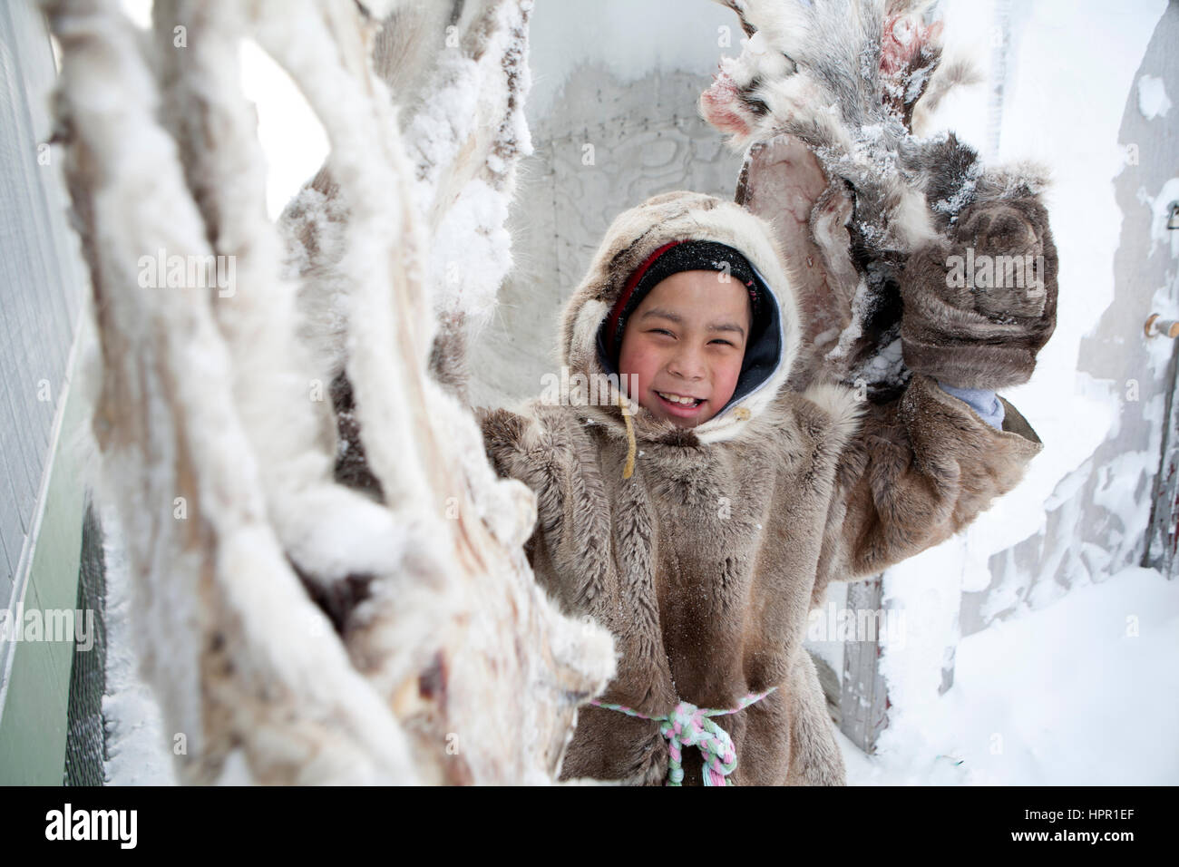 Inuit boy on the North Pole Stock Photo - Alamy