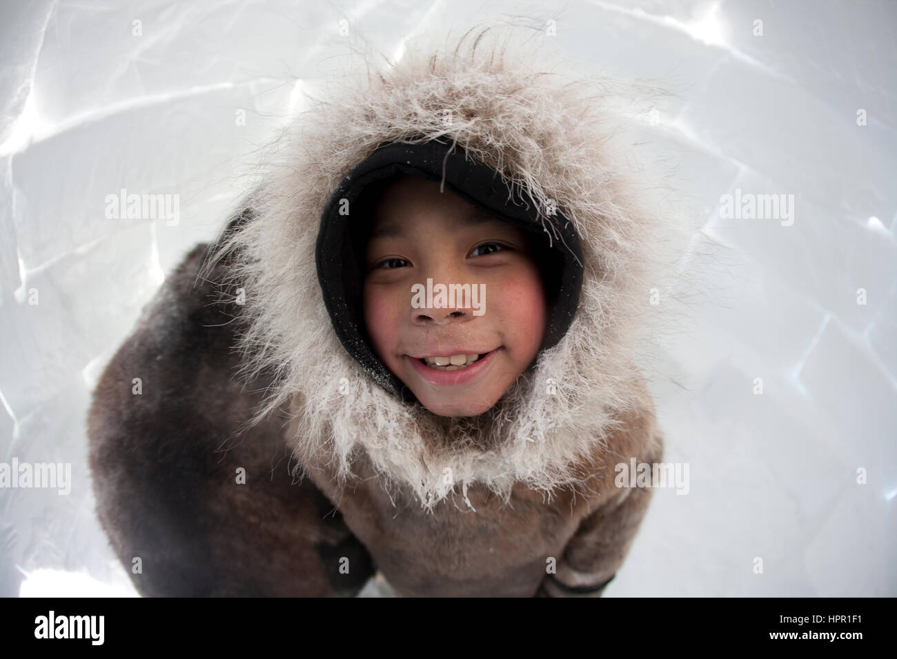 Inuit boy on the North Pole Stock Photo - Alamy