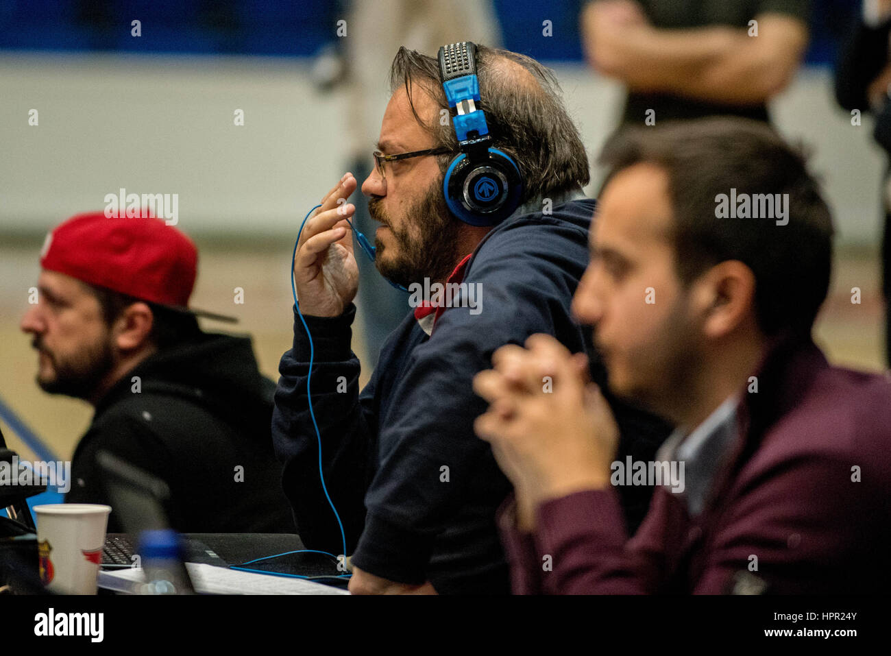 December 9, 2015: Greek journalist during the Eurocup Basketball game ...