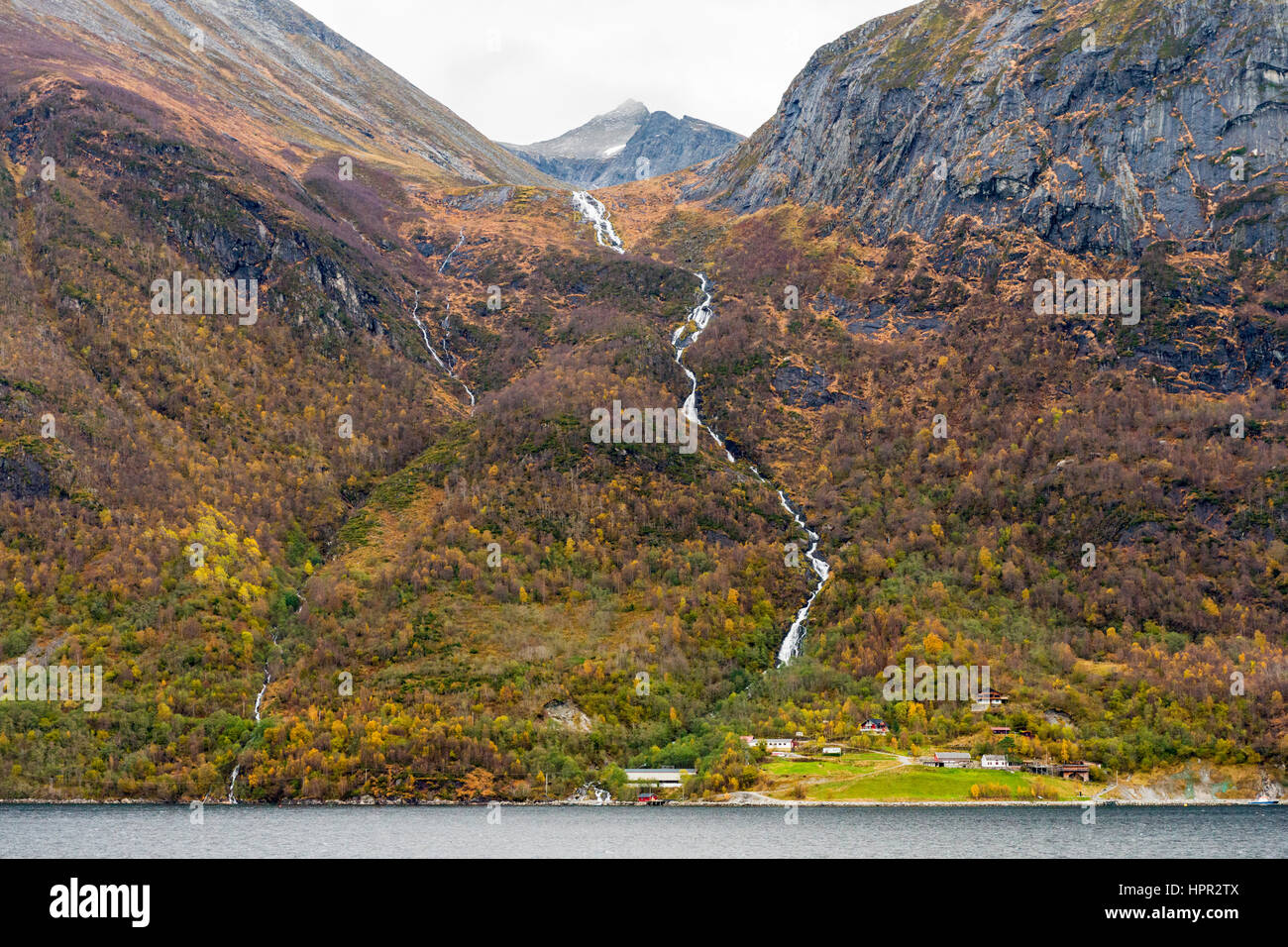Autumn scenery in Hjørundfjord fjord, Norway Stock Photo - Alamy