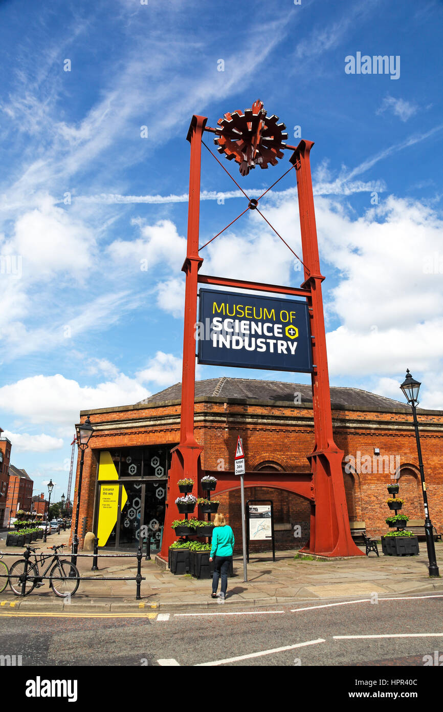 The sign outside the entrance to The Manchester Museum of Science and ...