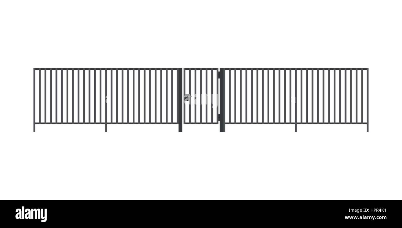 Metal fence with gate Stock Vector Image & Art - Alamy