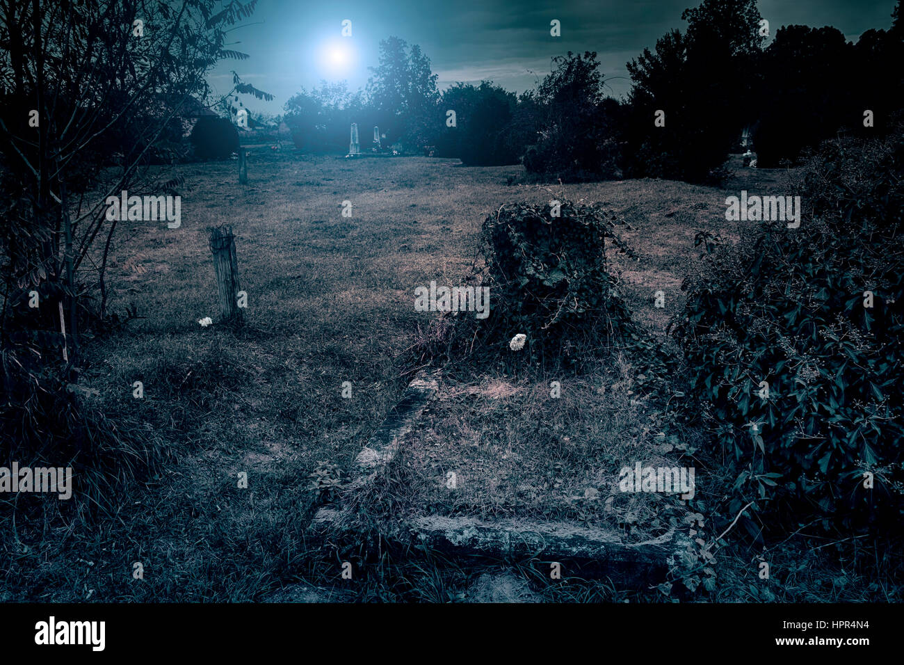 Cemetery Graveyard Night High Resolution Stock Photography and Images ...