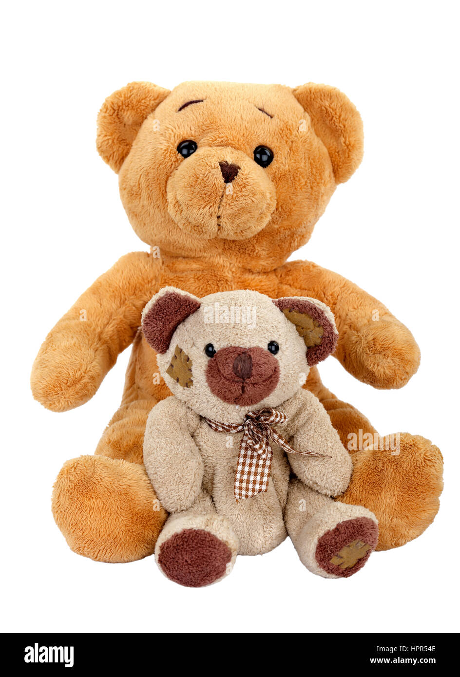 Picture of two teddy bears on isolated background Stock Photo - Alamy