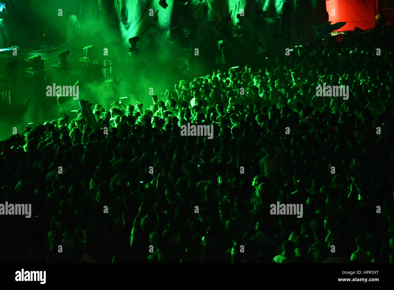 CLUJ-NAPOCA, ROMANIA - AUGUST 4, 2016: Stadium full with cheering crowd ...