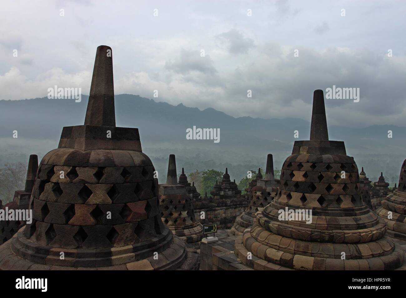 Borobudur temple stupas near Yogyakarta, Java, Indonesia Stock Photo ...