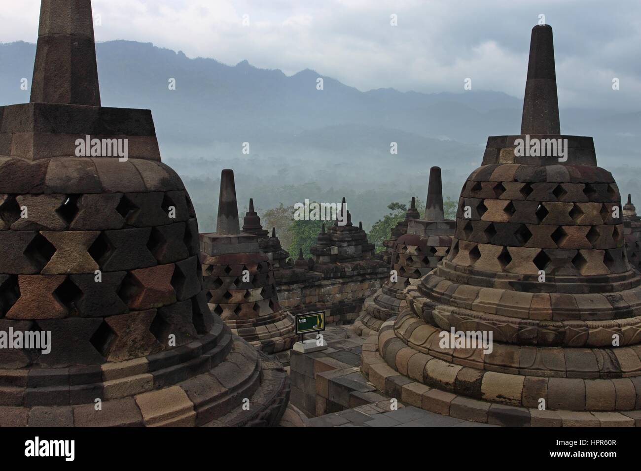 Borobudur temple stupas near Yogyakarta, Java, Indonesia Stock Photo ...