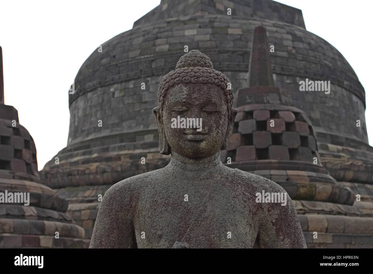 Buddha statue in stupa, Borobudur, near Yogyakarta, Java, Indonesia ...