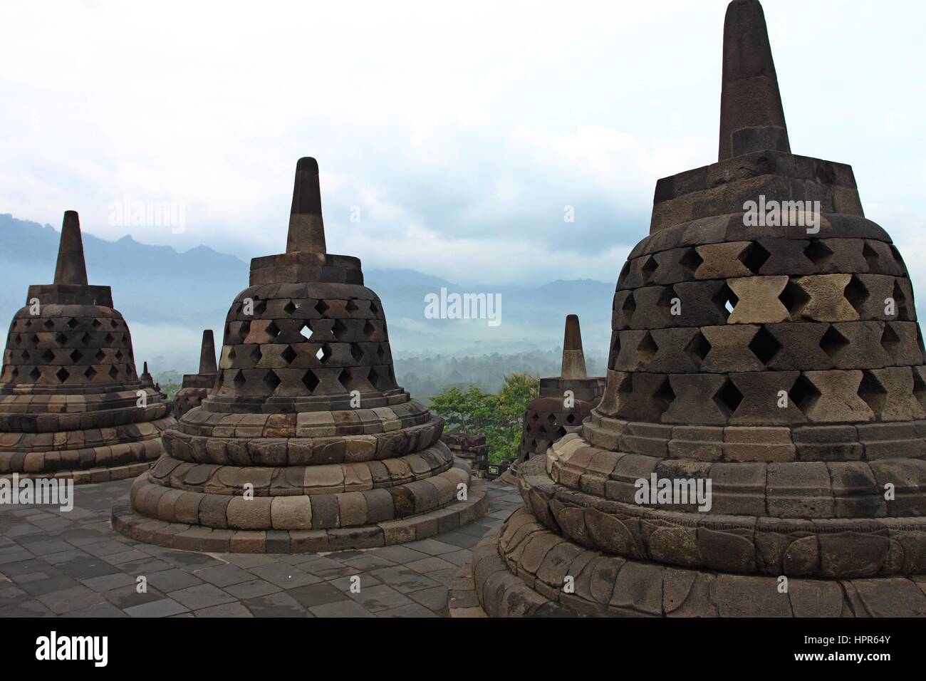 Borobudur temple stupas near Yogyakarta, Java, Indonesia Stock Photo ...